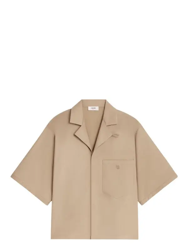 Celine Scout Shirt In Light Cotton Gabardine - Beige