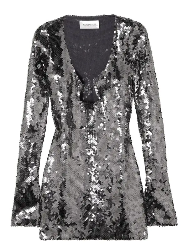 16Arlington Sequin Chiffon Minidress - Gray