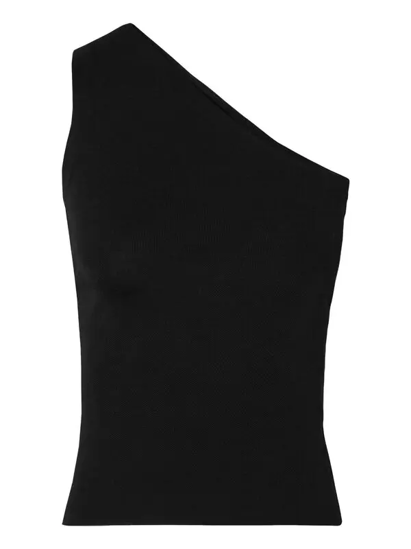 NILI LOTAN One-shoulder Knitted Vest - Black