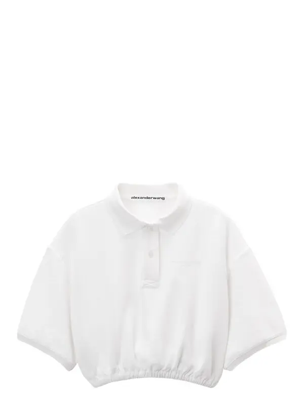 Alexander Wang Cropped Polo Top With Embroidered Logo - White