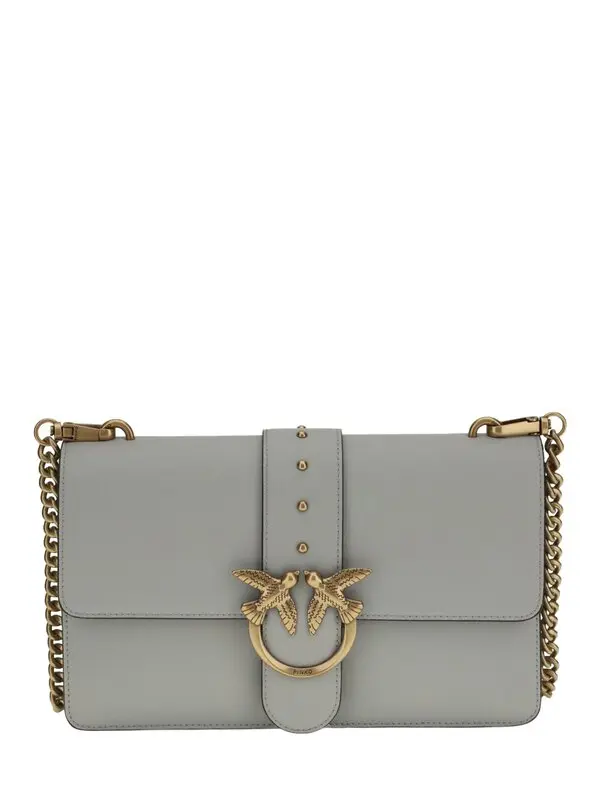Pinko Logo Plaque Chain Linked Crossbody Bag - Gray
