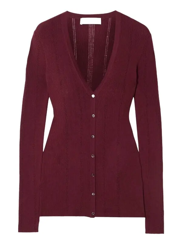 Gabriela Hearst Long-sleeved V-neck Cardigan - Dark Burgundy