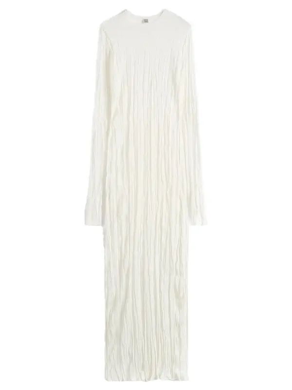 TOTEME Textured Long-sleeved Knitted Dress - White