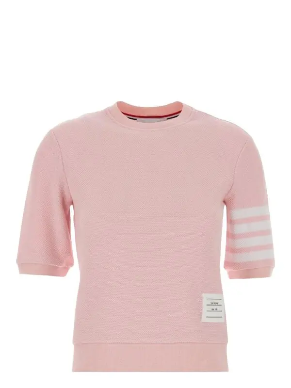 Thom Browne 4-bar Knitted T-shirt - Light Pink