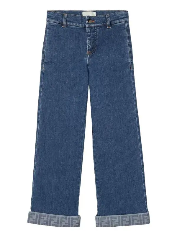 Fendi Logo Cuff Jeans - Blue