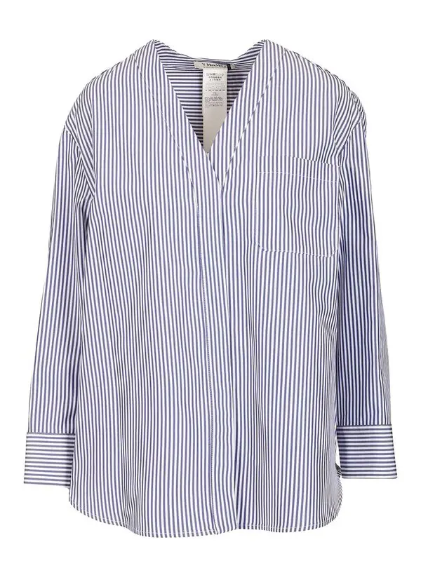 Max Mara Chicca V-neck Poplin Shirt - Blue