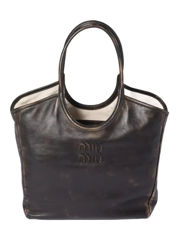 Miu Miu Leather Tote Bag - Brown