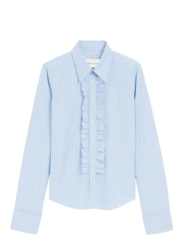 Ami Ruffled Stripe Shirt - Cashmere Blue/white