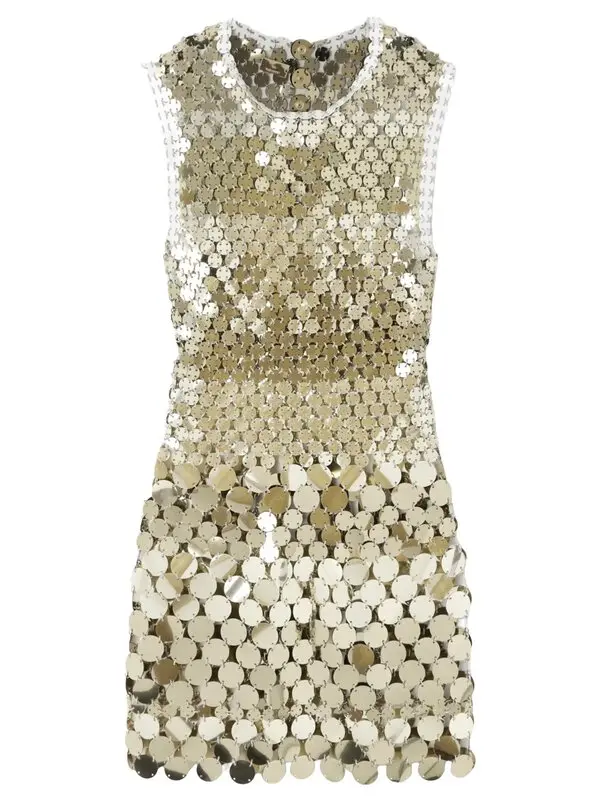 Rabanne Studded Disc Mini Dress - Golden