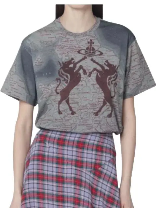 VIVIENNE WESTWOOD Horses Map Print T-shirt - Grey