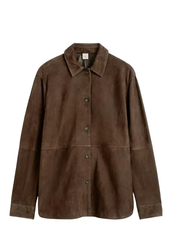 TOTEME Long Sleeve Suede Overshirt - No