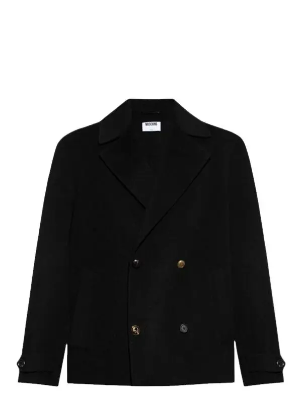 Moschino Long-sleeved Double-breasted Coat - Black