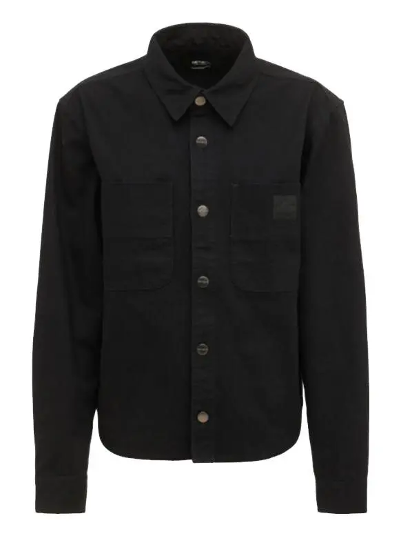 Wardrobe.NYC Long-sleeved Shirt Jacket With Classic Collar - Black