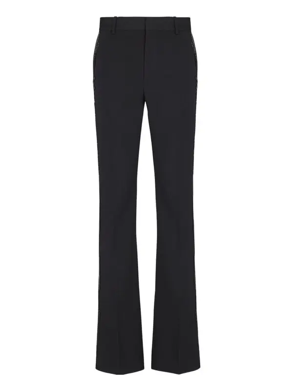 Balmain Straight-leg Wool Trousers With Crystal Embroidery - Black