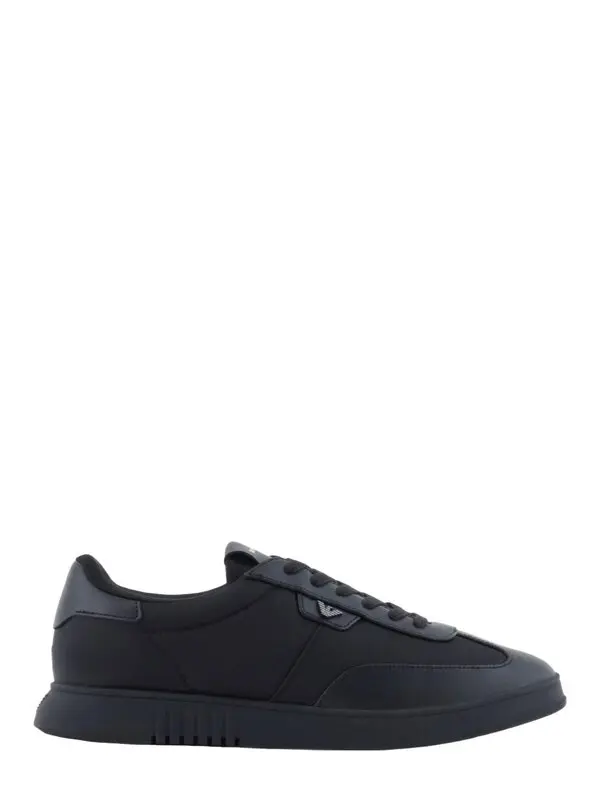 Emporio Armani Logo-plaque Panelled Sneakers - Black