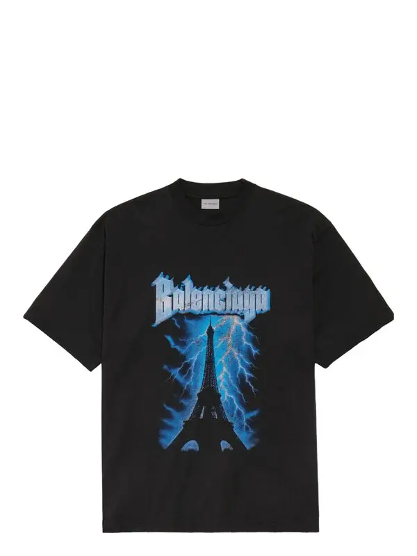 Balenciaga Graphic Printed Crewneck T-shirt - Black