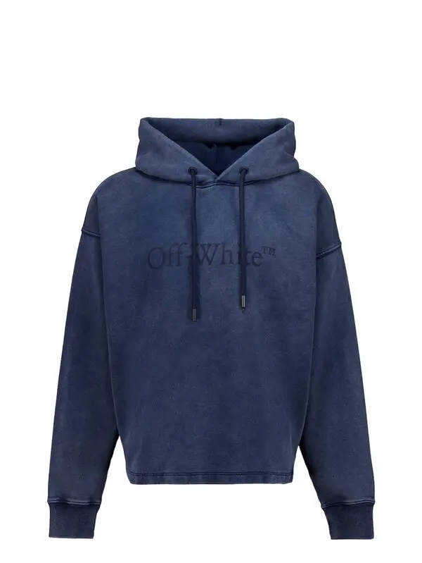 Off-White Long-sleeved Hooded Sweatshirt - Mareado Night Sky Blue