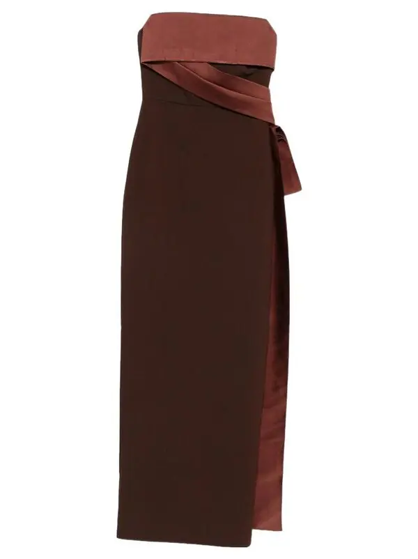Roland Mouret Strapless Dress With Side Slit - Brown