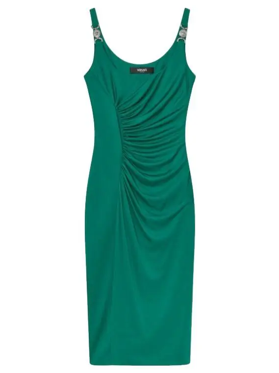 Versace Sleeveless Draped Midi Dress - Green