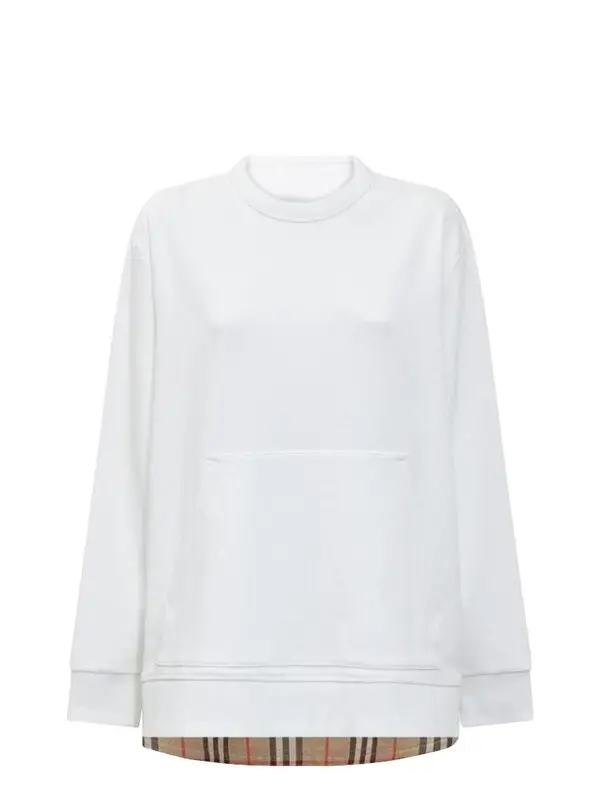 Burberry Vintage Check Panel Cotton Oversized Sweatshirt - White