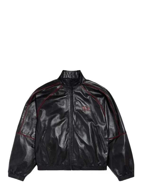 Balenciaga Zip-up Track Jacket With Contrasting Piping - Black/burgundy
