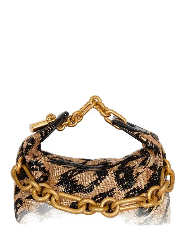 Balmain Mini Leopard Pattern Embroidered Bag - Brown