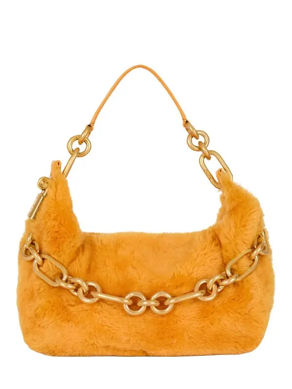 Balmain Medium Sync Shearling Bag - Golden