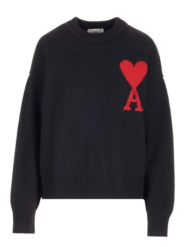 Ami De Coeur Crewneck Long-sleeved Jumper - Black