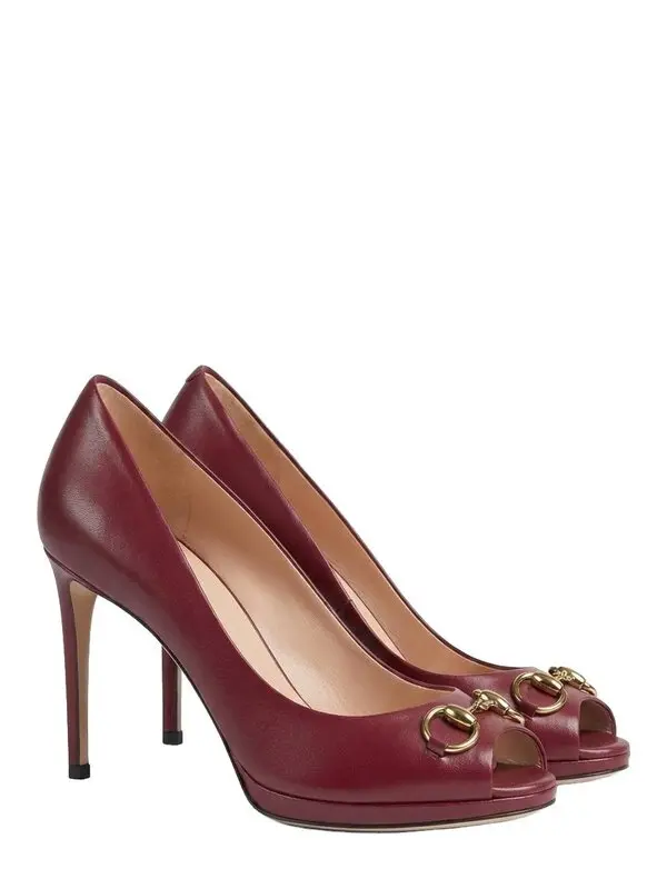 Gucci Open-toed Stiletto Heels With Horsebit Detail - Red