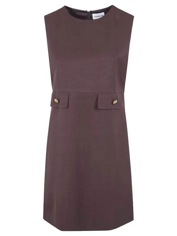 P.a.r.o.s.h Sleeveless Pocket Detail Dress - Brown