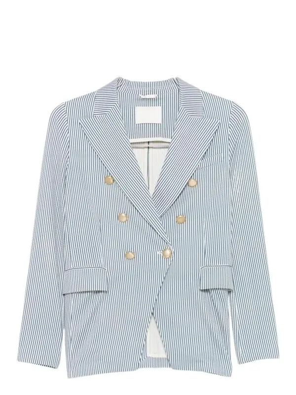 CIRCOLO 1901 Striped Double-breasted Blazer - Gray