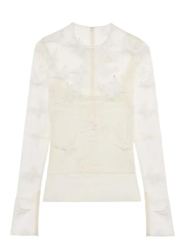 Blumarine Embroidered Butterfly Long Sleeve Blouse - Cream