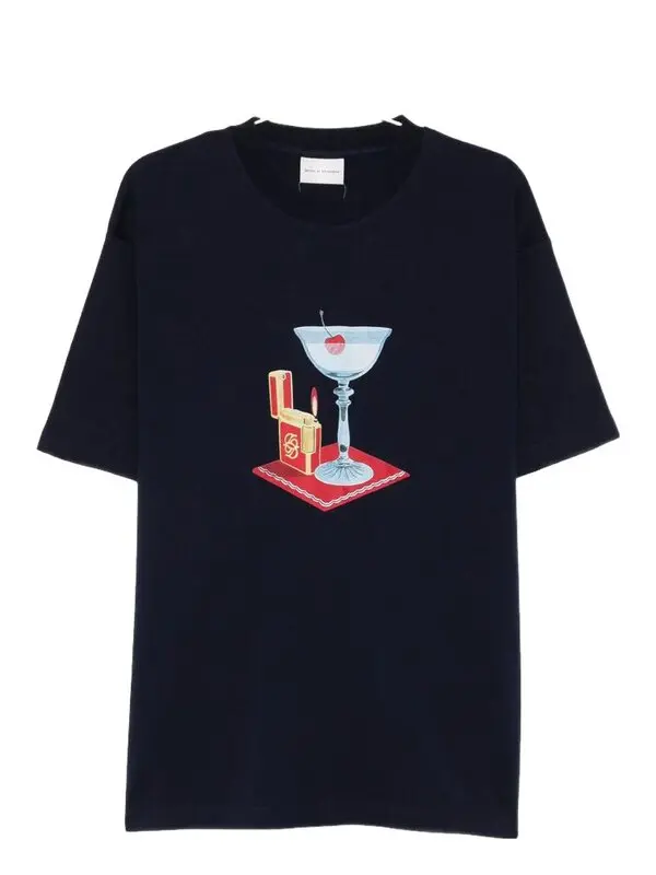 Drole De Monsieur Drôle De Cocktail Graphic Print Crewneck T-shirt - Navy