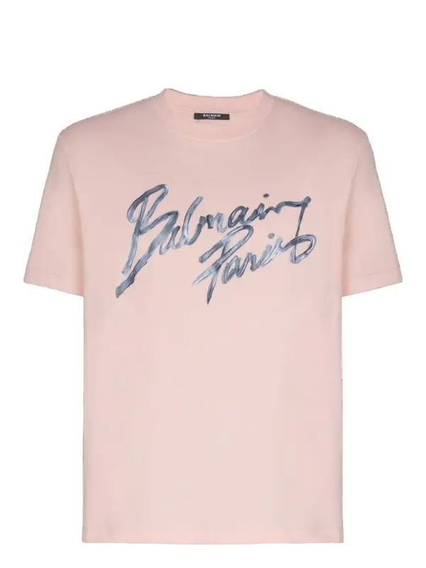 Balmain Printed Cotton T-shirt - Pink