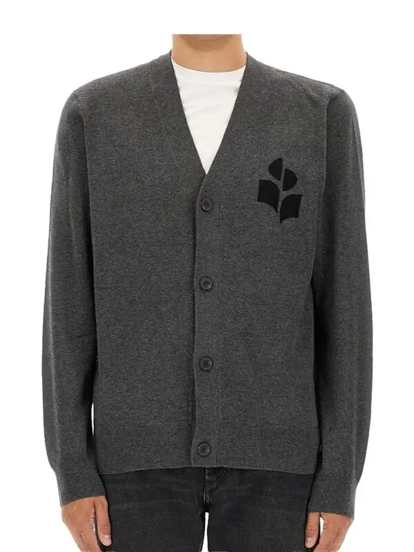 Isabel Marant Étoile Logo Intarsia-knit V-neck Cardigan - Black