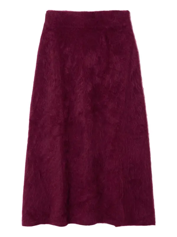 LISA YANG Asta Brushed Cashmere Midi Skirt - Burgundy