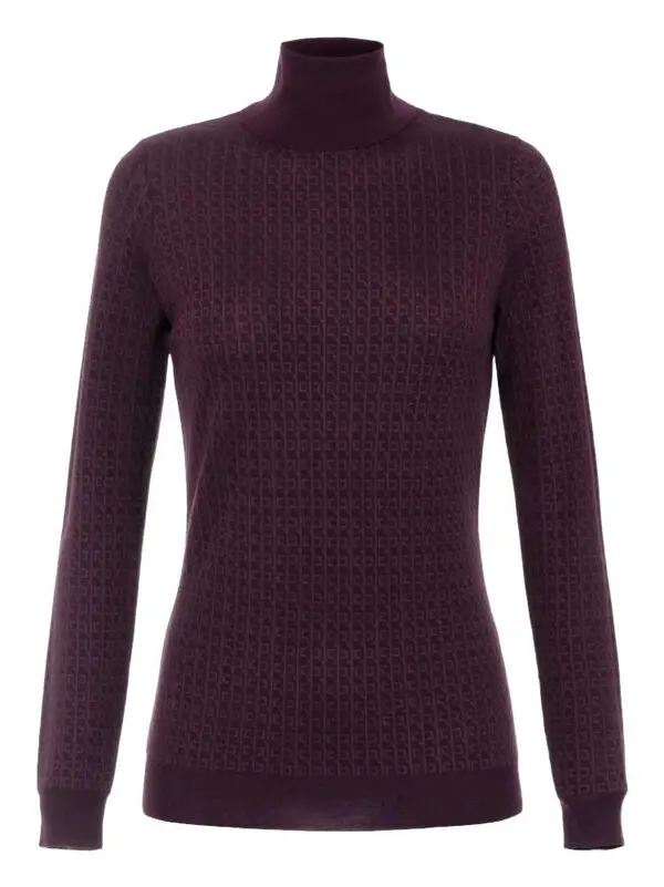 Elisabetta Franchi Jacquard Roll-neck Jumper - Wine Red