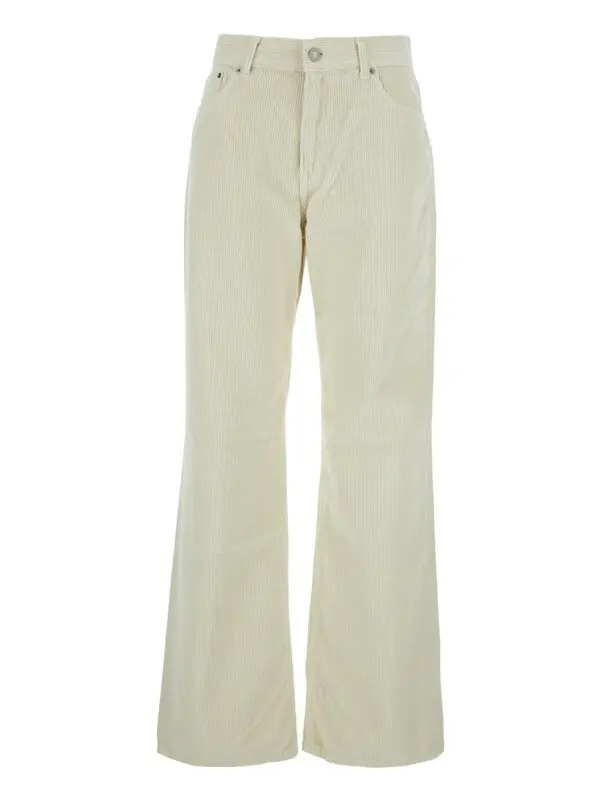 HAIKURE Logo Patch Wide-leg Corduroy Pants - White