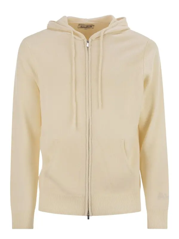 MC2 SAINT BARTH Zipped Knitted Cardigan With Hood - Nude