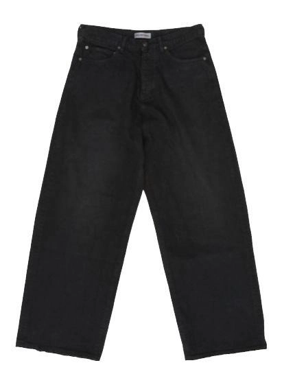 Balenciaga Logo Patch Frayed Edge Jeans - Black