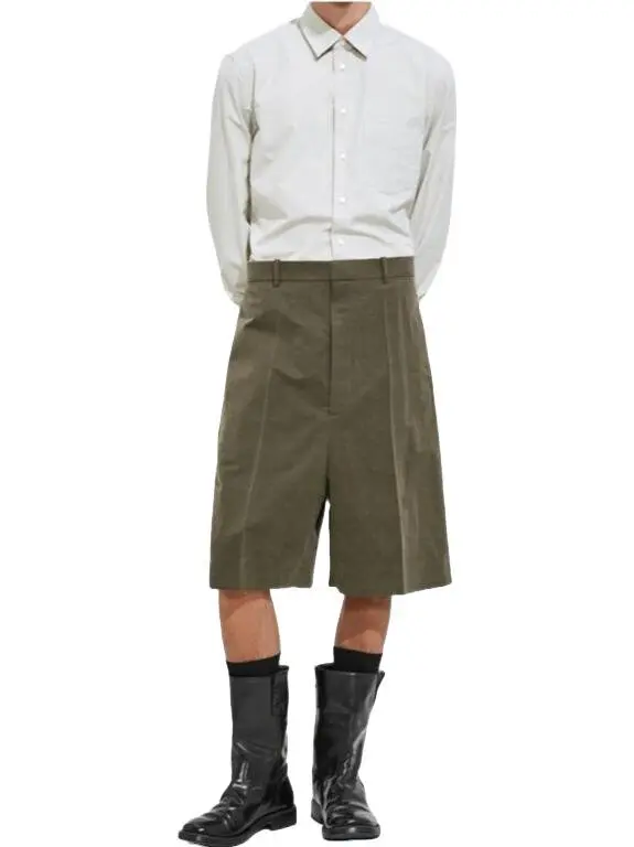 Bottega Veneta Cotton And Silk Crinkled Shorts - Wading Green