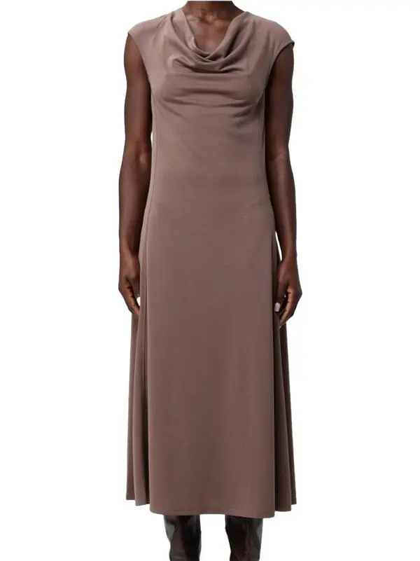 Max Mara Sleeveless Draped Maxi Dress - Brown