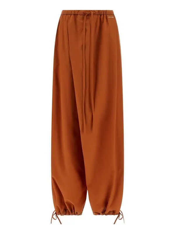 Marni Embroidered Logo Wide-leg Trousers - Brown