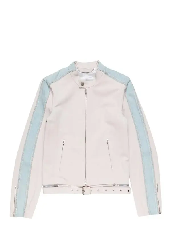 Acne Studios Denim-paneled High-neck Zip-up Jacket - White