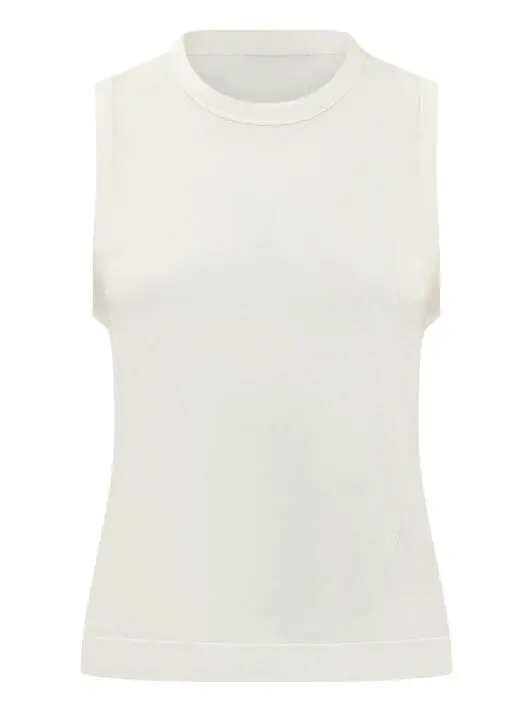 Ami Sleeveless Crewneck Top - White