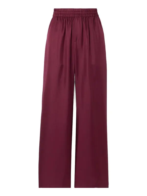 LISA YANG Silk Wide Leg Pants - Burgundy