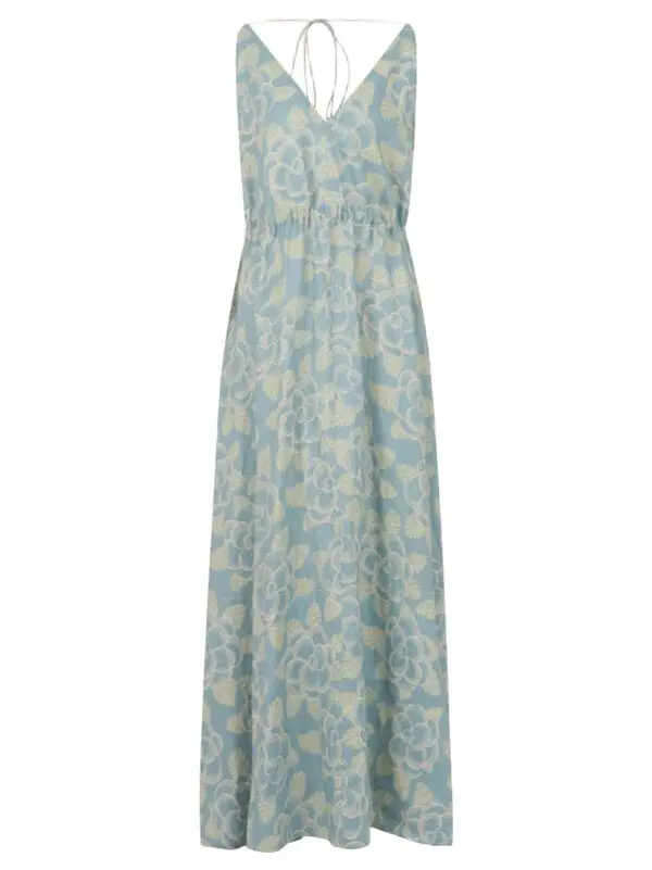 Marni Ramie Maxi Dress With Banjo Print - Blue