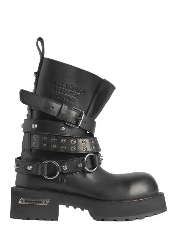 Balenciaga Buckle Detailed Leather Boots - Black