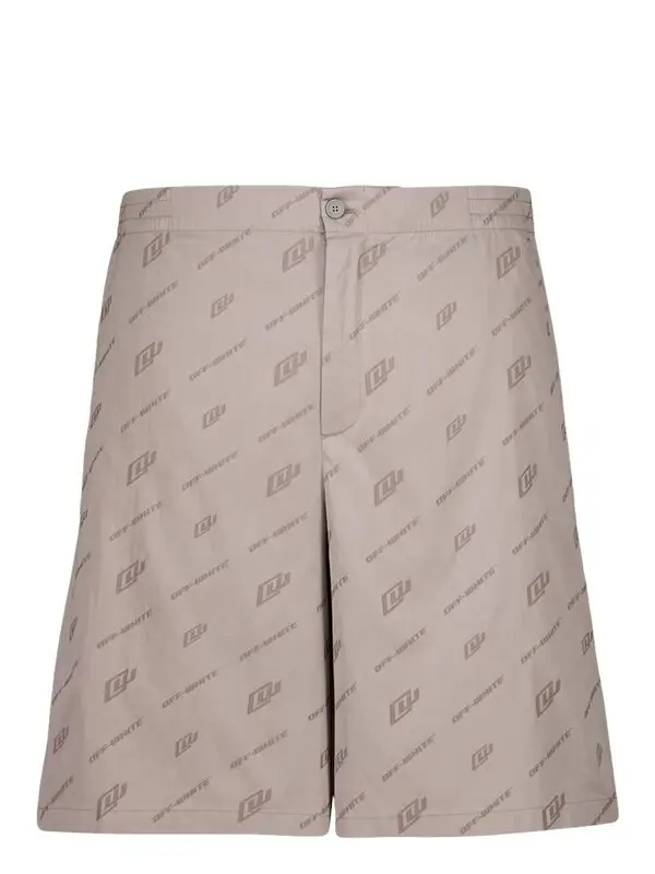 Off-White Monogrammed Jacquard Bowling Shorts - Nude