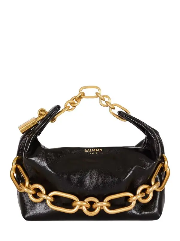 Balmain Mini Sync Bag With Chain Handle And Padlock - Black